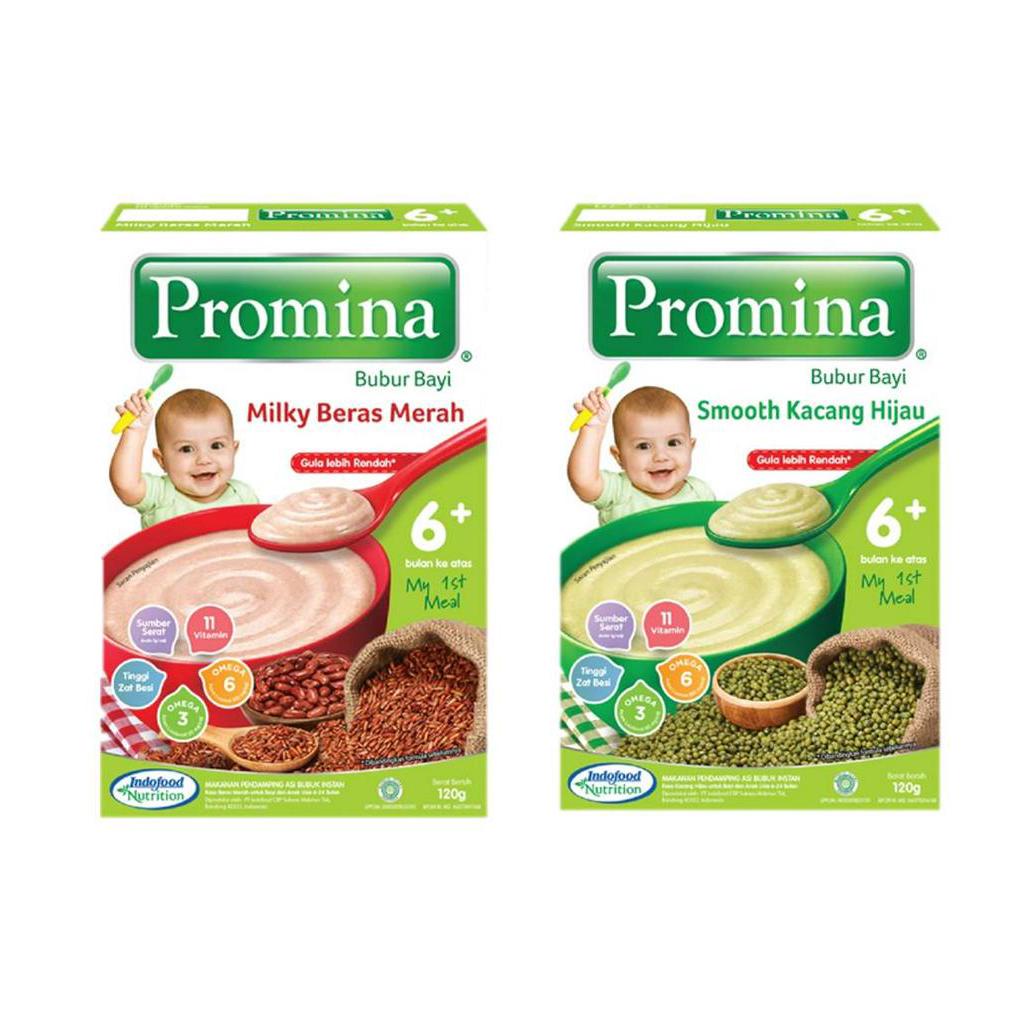Jual Promina Bubur Bayi Beras Merah Box 120 g + Smooth Kacang Hijau Box ...