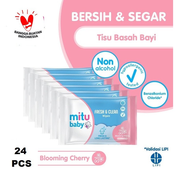 Jual Mitu Baby Tisu Basah Fresh & Clean Blooming Cherry 24 Sheets ...