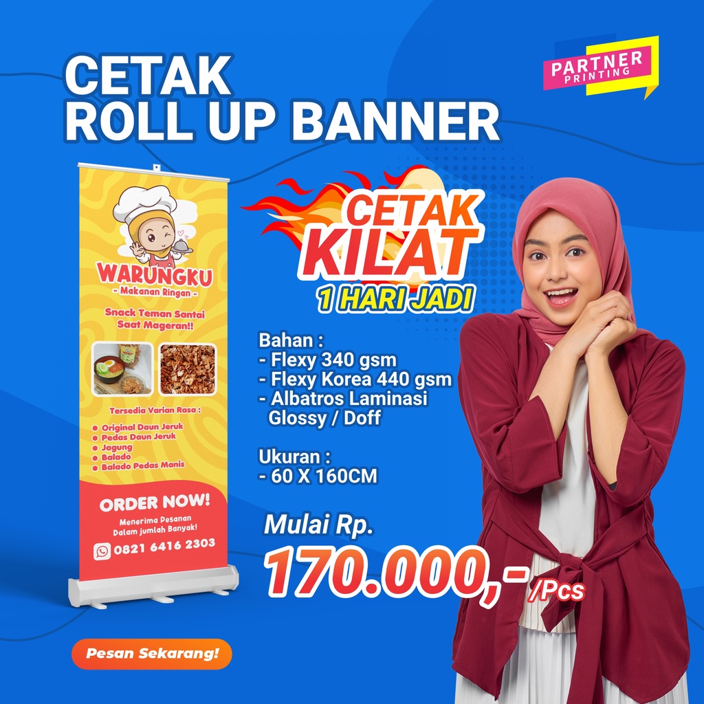 Jual Cetak Roll Up Banner / Flexi Korea / Flexi China / Albatros Laminasi Glossy / Doff | Shopee ...