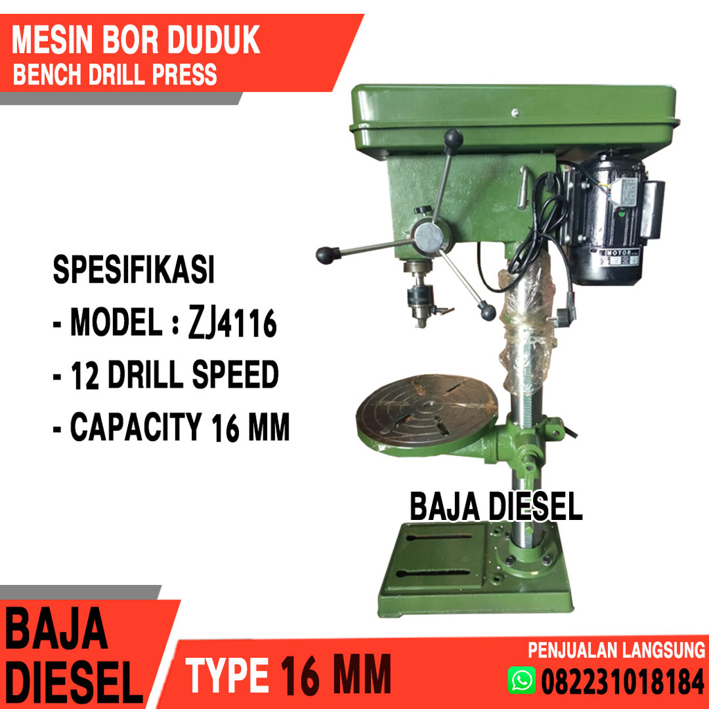 Jual Mesin Bor duduk ZJ4116 12 Speed Drill Press 16 mm Bench Drill ...