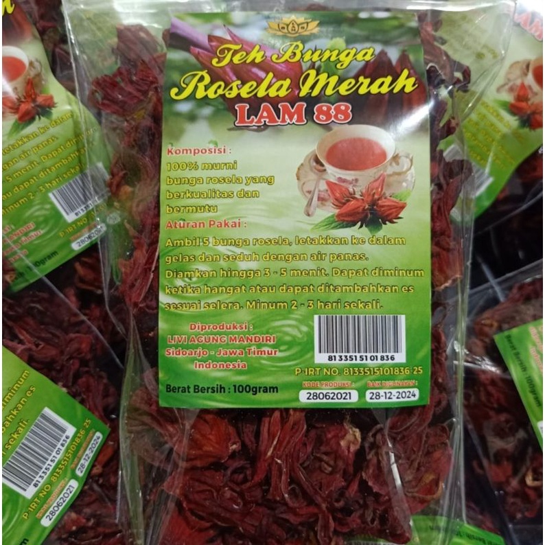 Jual TEH BUNGA ROSELLA MERAH KERING LAM 88 ROSELLA 100 gr Merah | Shopee Indonesia