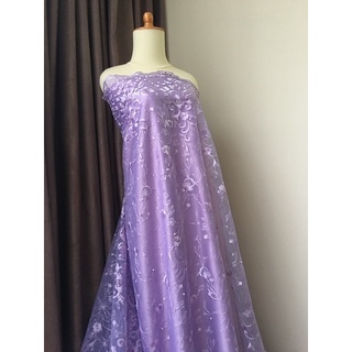 Jual Kain Brokat Bahan Kebaya Premium Tile Bulgari Warna Ungu Lilac ...