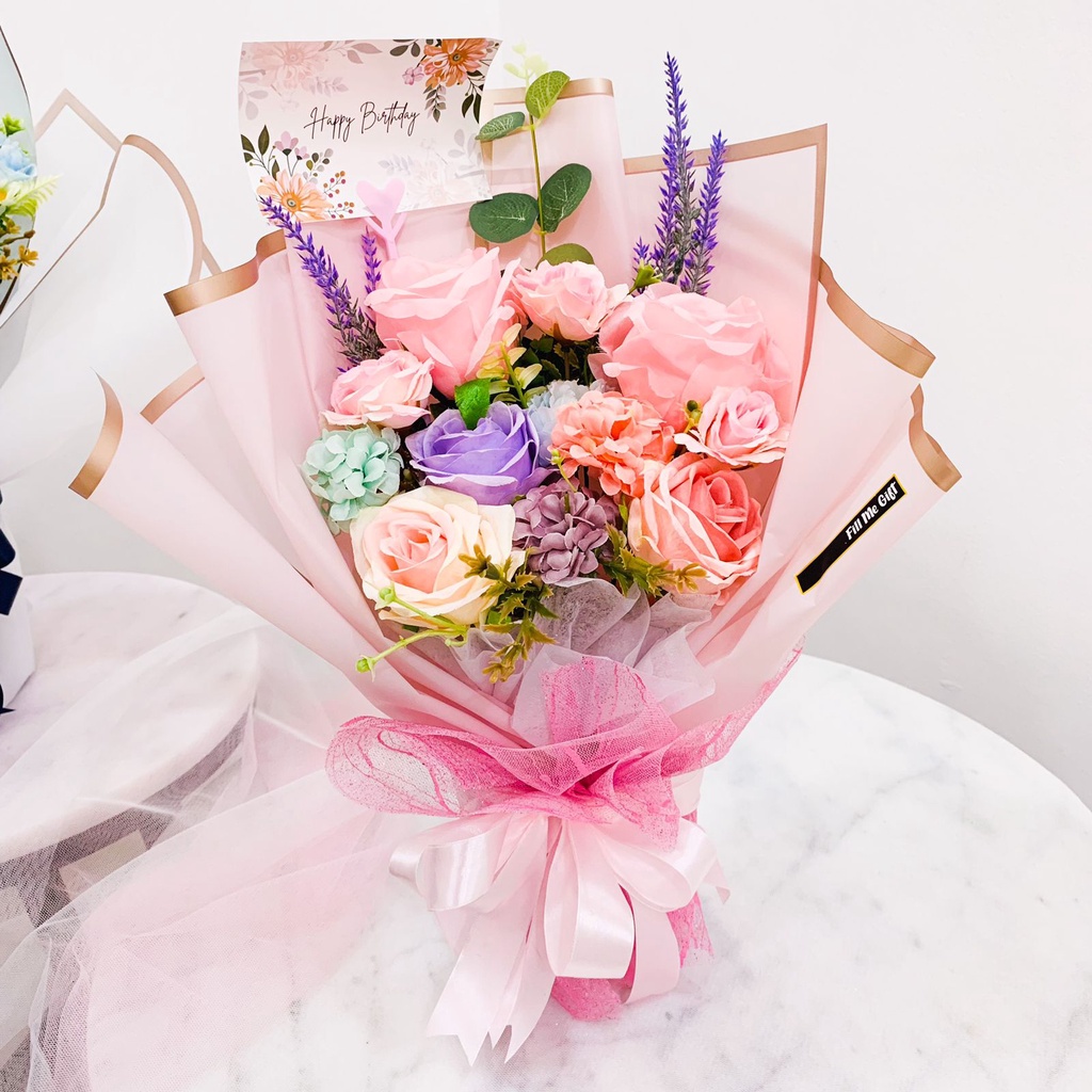 Jual Hand Bouquet Flower Birthday / Buket Bunga Artificial Lamaran ...