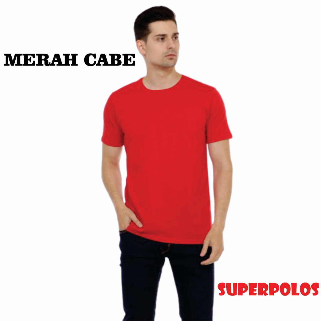 Jual MERAH CABE SOLID PENDEK KAOS POLOS COMBED 30s KATUN PRIA & WANITA ...