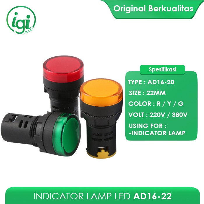 Jual PILOT LAMP LED AD16-22S 22mm / INDICATOR LAMP LED INSCOM | Shopee Indonesia