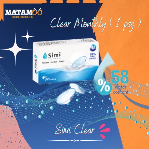 Jual (COD) SOFTLENS BENING / CLEAR BULANAN SIMI CLEAR DIA. 14.20mm (-0. ...