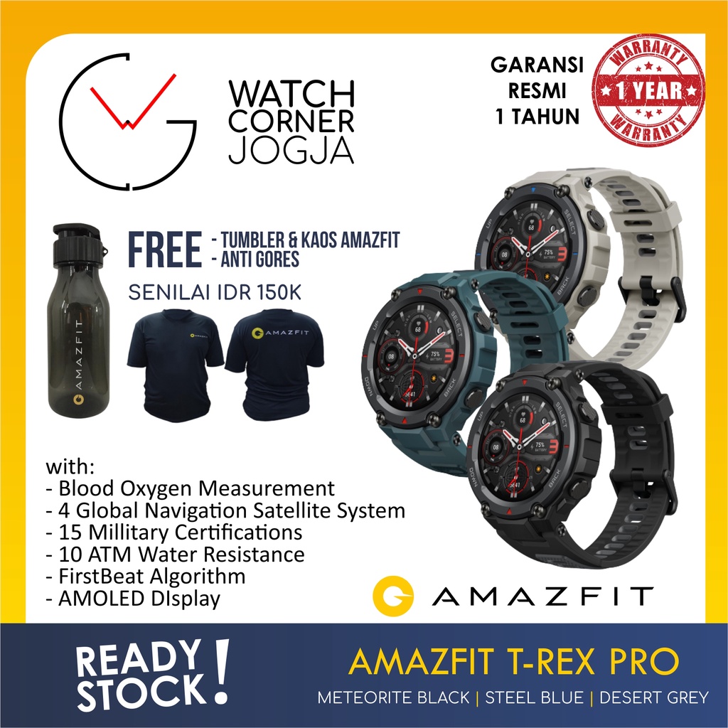 Jual Amazfit T-REX PRO TREX PRO Original Smartwatch GPS Altimeter Military Grade SpO2 GARANSI ...