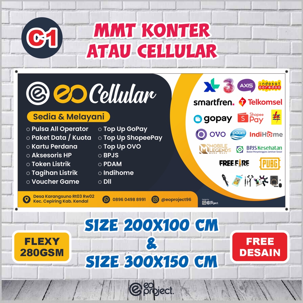 Jual Cetak MMT / Banner / Spanduk / Backdrop Konter atau Cellular eoproject | Shopee Indonesia