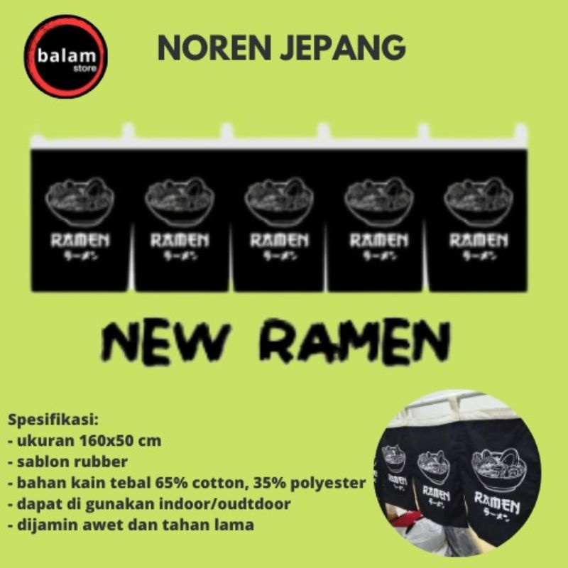 Jual Noren tirai Jepang NEW RAMEN warna hitam | Shopee Indonesia