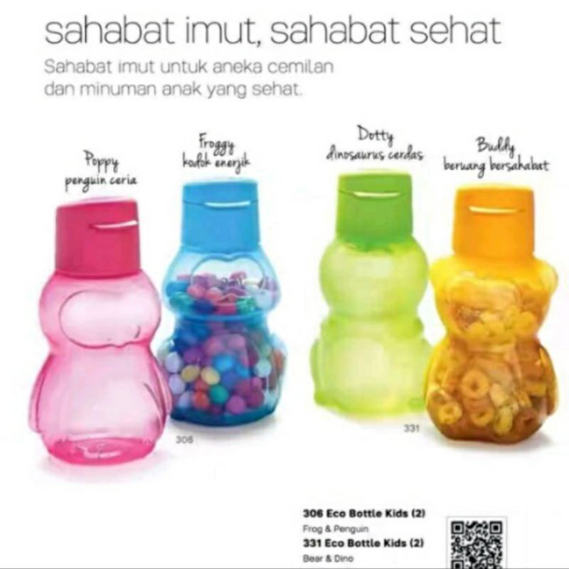 Jual Tupperware Eco Bottle Kids Dino & Bear 350ml (1 pcs) | Shopee ...