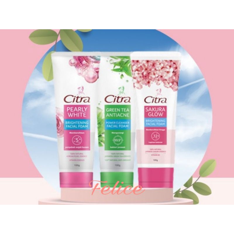 Jual Citra Facial Foam Pearly Glow, Green Tea, Sakura Glow 100ml ...