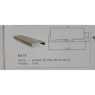 Jual Profil List Lis Edging Frame Alumunium Aluminium EA 17 SILVER DOFF ...