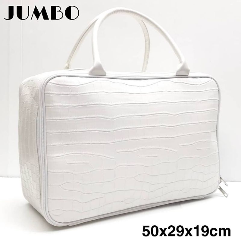 Jual TRAVEL BAG JUMBO PREMIUM TAS KOPER WANITA CROCO PUTIH | Shopee ...