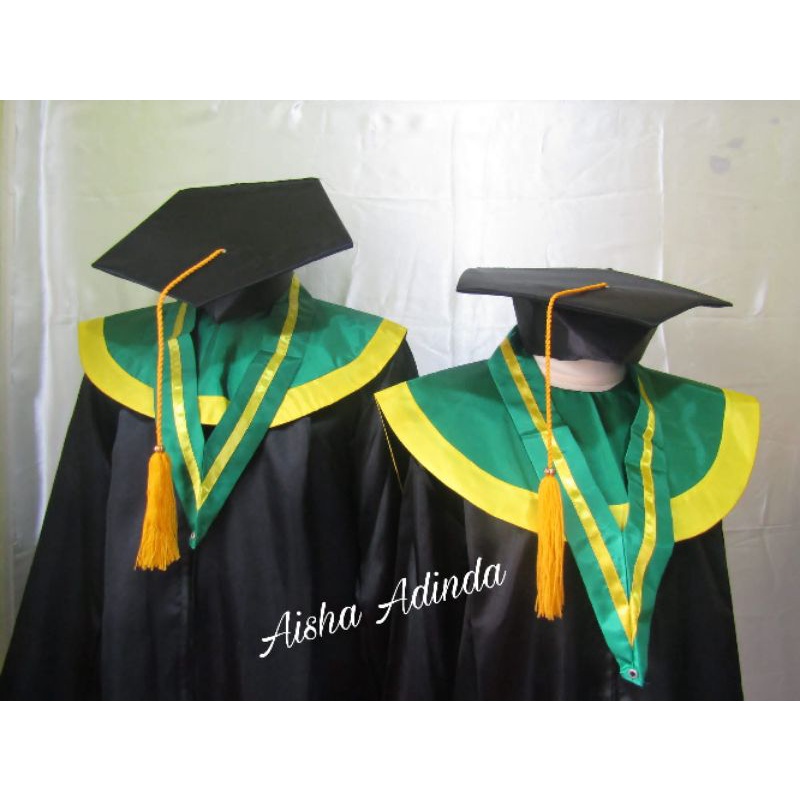 Jual Seragam Wisuda Baju Toga Dewasa Hijau List Kuning | Shopee Indonesia