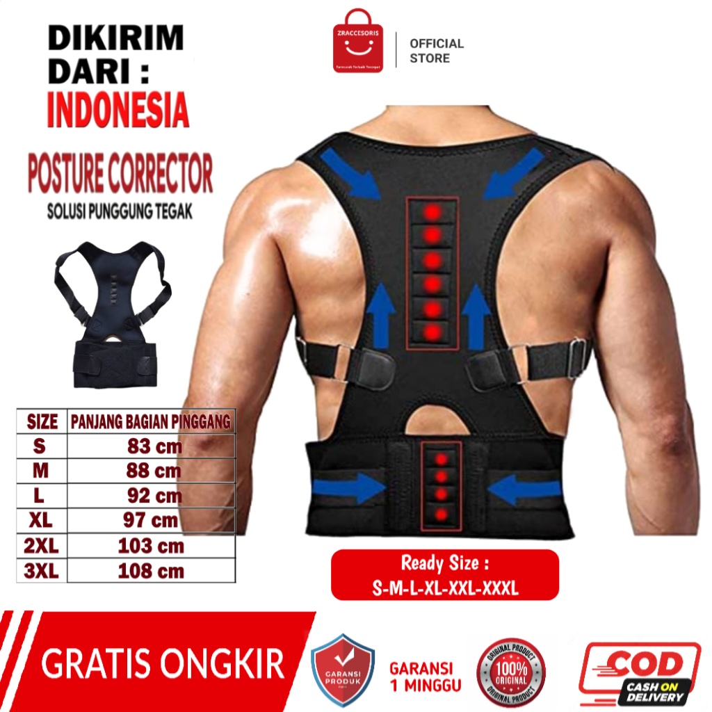Jual TERBARU Alat Penyangga Punggung Sabuk Posture Corrector Penyangga Punggung Magnetik Anti ...