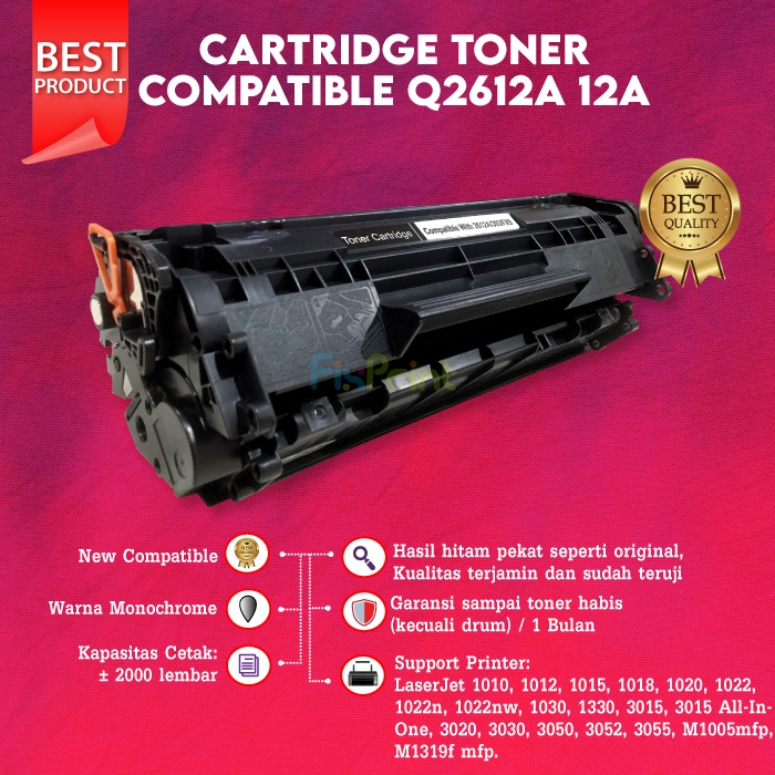 Jual Cartridge Toner Compatible 12A Q2612A Printer Laserjet Canon LBP 2900 LBP2900 | Shopee ...