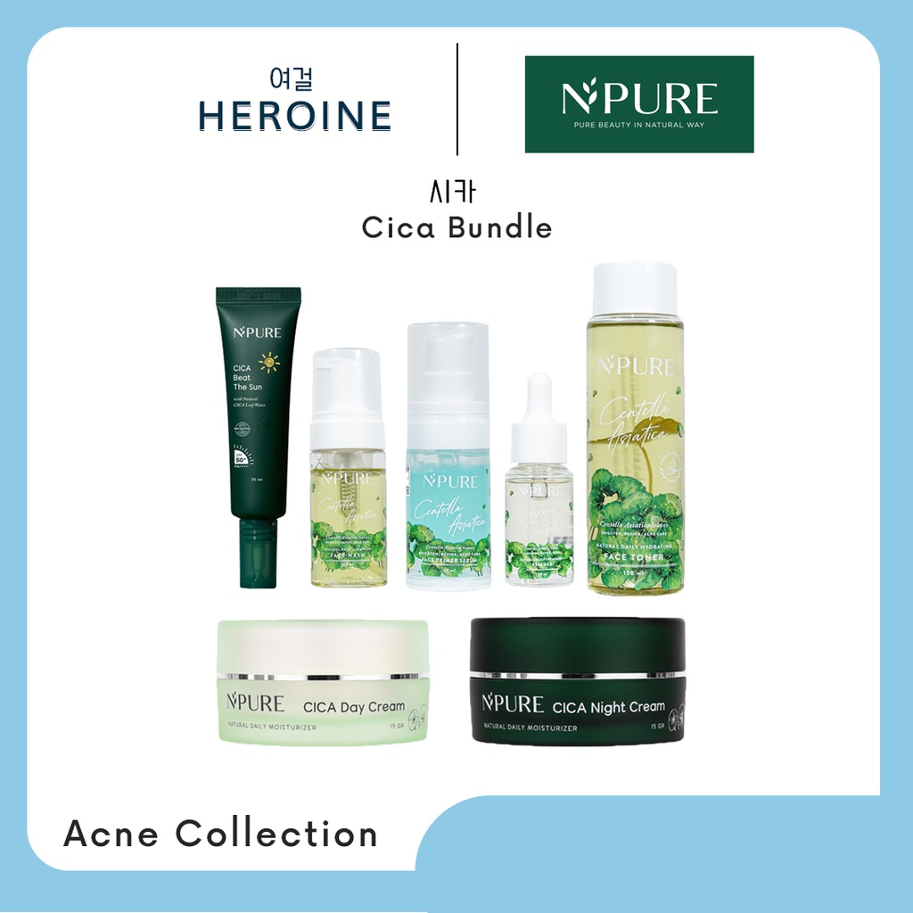 Jual NPURE Paket Cica (Wash,Toner, Essence,Day Cream, Night Cream ...