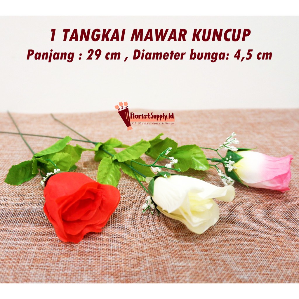 1 Tangkai Mawar Kuncup [mawar plastik / artificial flower] | Shopee ...