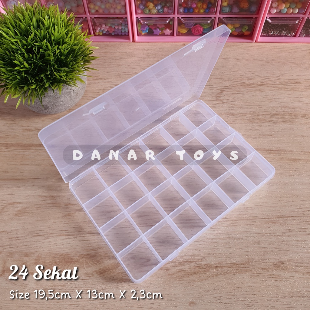 Jual BOX PLASTIK / KOTAK PENYIMPANAN MANIK / MOTE / 24 SEKAT | Shopee ...