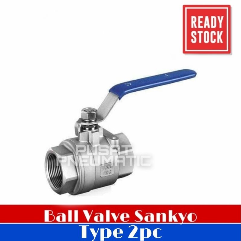Jual Stop kran Ball valve Sankyo Stainless 1/2" ss 316 Full Bore | Shopee Indonesia