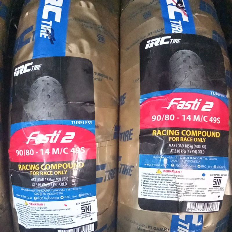 Jual ban IRC fasti 2 ring 14 sepasang Dpn/blkg ukuran 90-80/14 soft ...