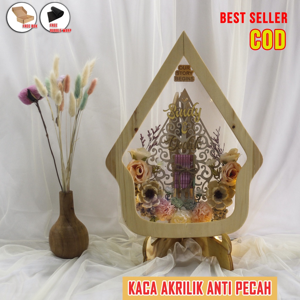 Jual Mahar pernikahan bingkai rustic kado wedding mahar wedding 30x40cm pigura frame 3d frame ...