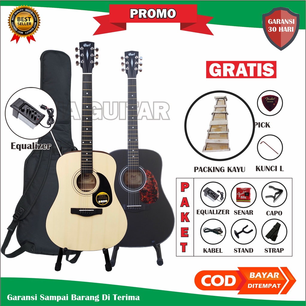 Jual Gitar Akustik Elektrik Cort Jumbo Custom Tanam Besi Aktif Bonus Lengkap Gratis Packing Kayu ...