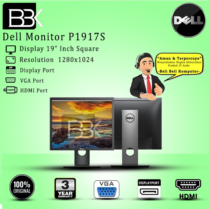 Jual Monitor DELL P1917S Professional Series 19 inch Square 3 Year ...