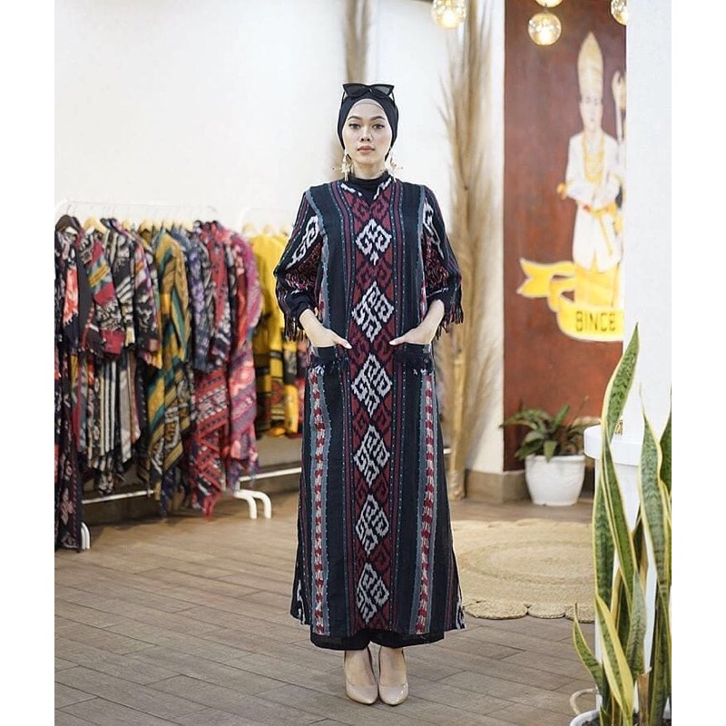 Jual set tenun pita baju tenun longdress tenun | Shopee Indonesia