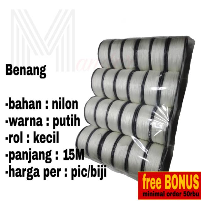 Jual Benang bangunan rol kecil nilon PUTIH 15M tali sol | Shopee Indonesia
