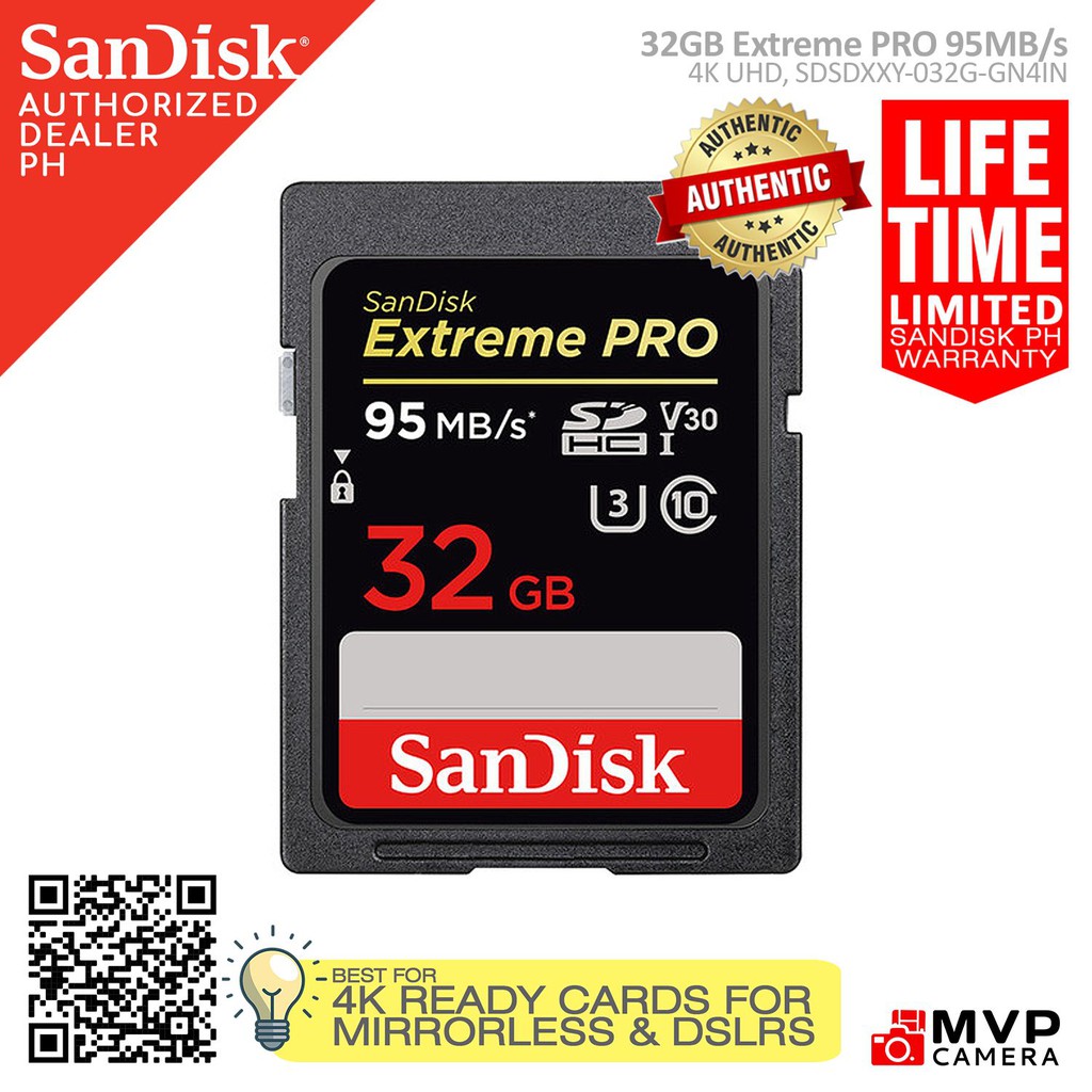 Jual SanDisk Extreme Pro 32GB SD SDHC Card SDSDXXG-32G-GN4IN UHS-I 4K MVP CAMERA | Shopee Indonesia