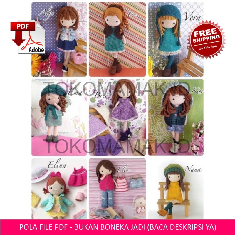 Jual {Amigurumi Crochet Pattern PDF File} Dressed up Girl Character ...