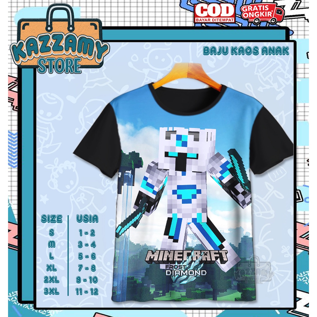 Jual Kaos Anak 3D Baju Anak Minecraft Frost Diamond v10 Kaos Anak 3D ... Jual Kaos Anak 3D Baju Anak Minecraft Frost Diamond v10 Kaos Anak 3D ...