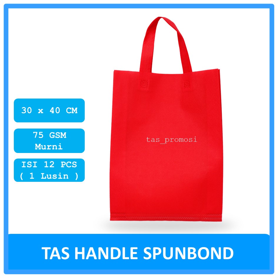 Jual Goodie bag Spunbond Handle 30x40 Merah Satuan / Tas Spunbond Polos | Shopee Indonesia