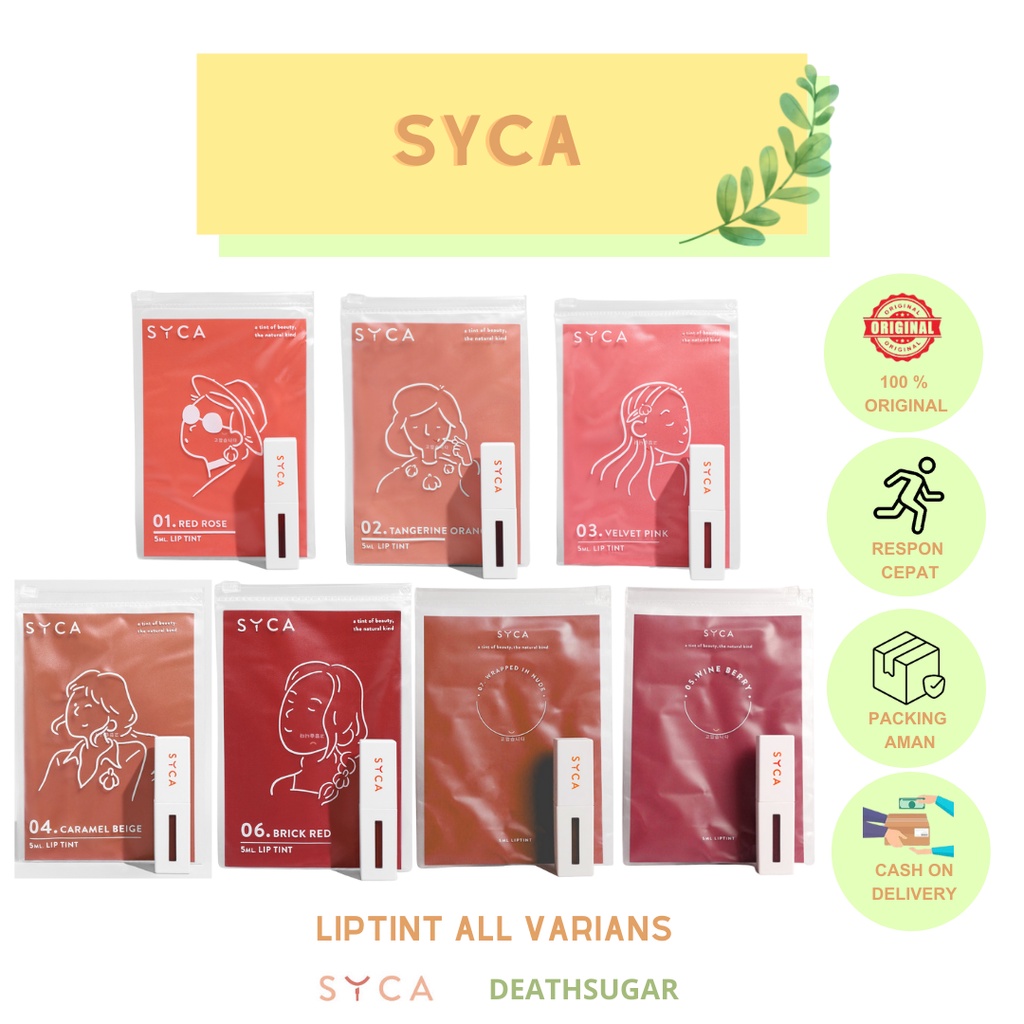 Jual (BPOM) SYCA LIP TINT (VELVET / TANGERINE / CARAMEL/ RED ROSE ...
