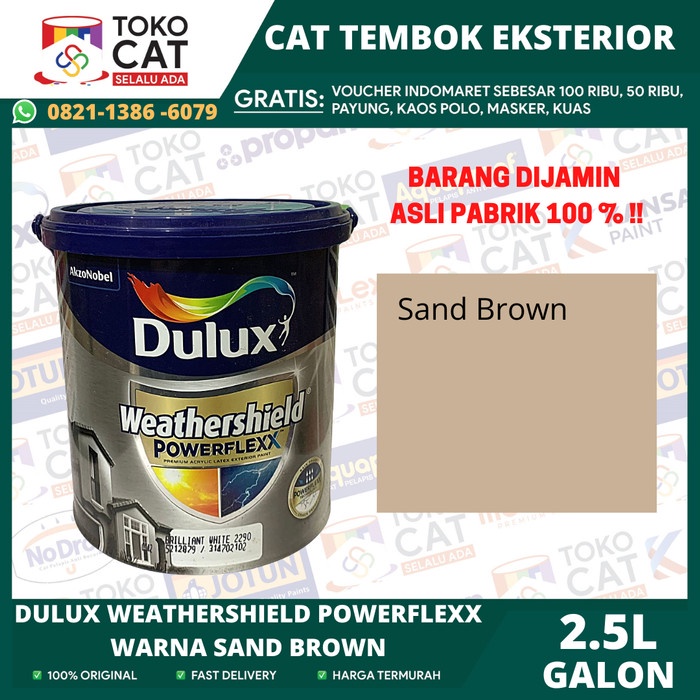Jual CAT TEMBOK DULUX WEATHERSHIELD POWERFLEXX WARNA SAND BROWN 2.5 L ...