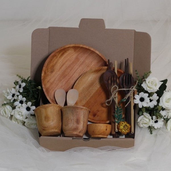 Jual Hampers Parcel Eco Wood Piring Alat makan Sendok Gelas Mangkok ...
