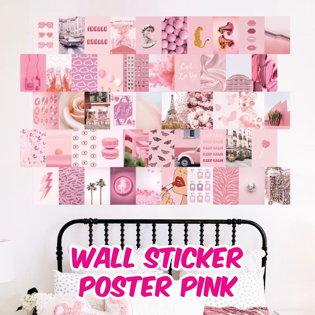 Jual Wall Sticker Pink 12 Lembar Poster Dinding Stiker Aesthetic ...