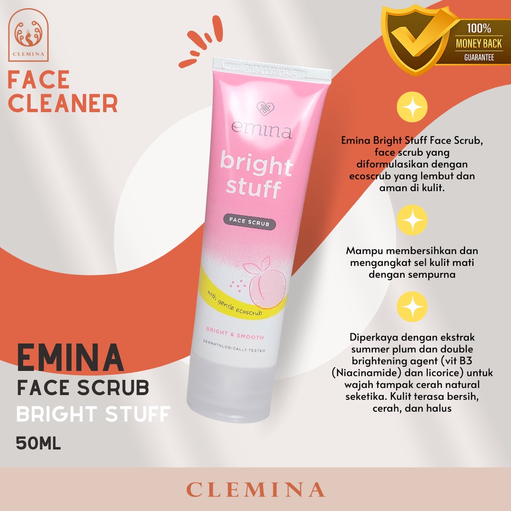 Jual Emina Bright Stuff Face Scrub Wajah Angkat Sel Kulit Mati 50 ml ...
