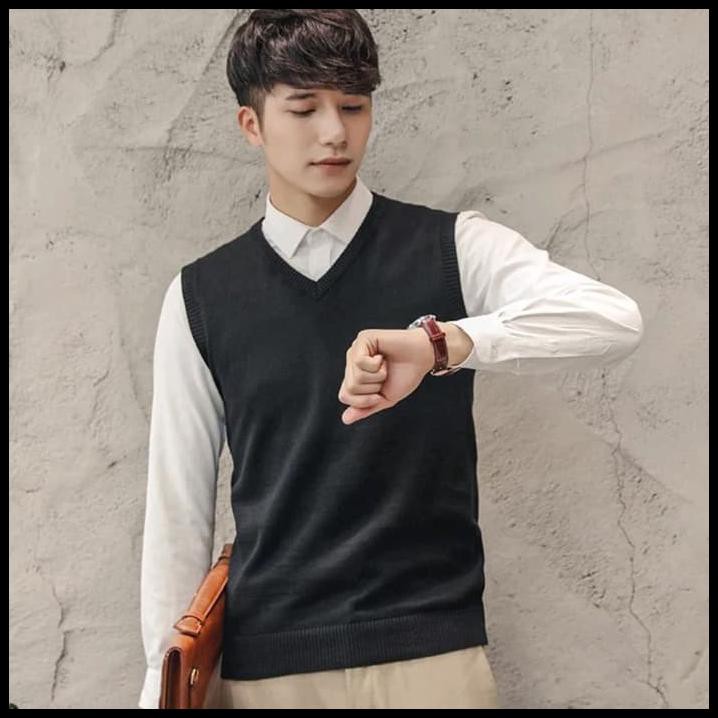 Jual Ax12 Nosh Men'S Knit Vest Rompi Rajut Pria - Ian - Hitam, S Yhzu ...