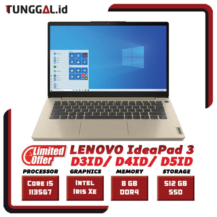 Jual Lenovo IdeaPad 3 D3ID D4ID D5ID i5-1135G4 8GB 512GB IRIS Xe W11 ...