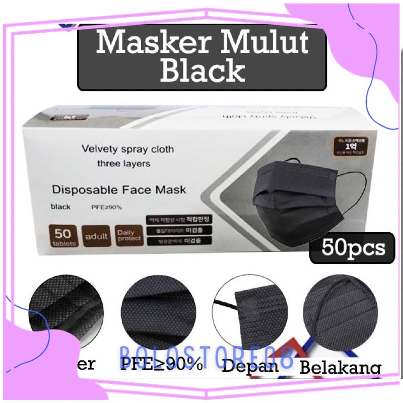 Jual [MASKER HITAM] Masker Mulut Hitam Mask / Masker Mulut Black ...