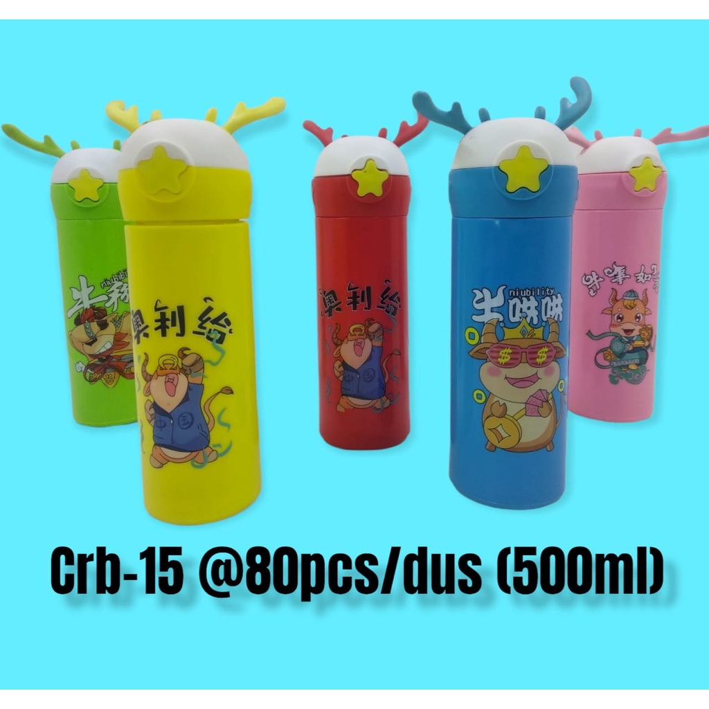 Jual BOTOL AIR MINUM ANAK TANDUK RUSA KACA LAPIS PLASTIK PVC 500ML ...