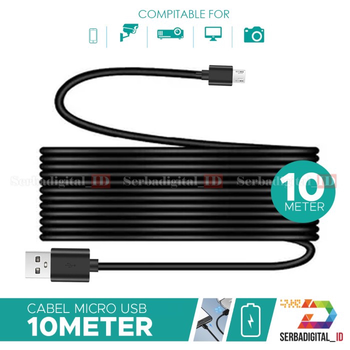 Jual Cable/Kabel Micro USB 10 Meter Cable Power For IP Camera,Action ...