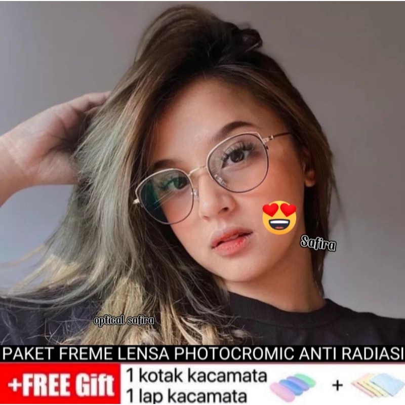 Jual kacamata minus wanita kacamata Photocromic Kacamata cewek kacamata anti radiasi | Shopee ...