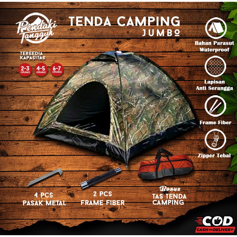 Jual Tenda Camping Camp Kemping Dome Single Layer 2P / 2 Orang HYU ...
