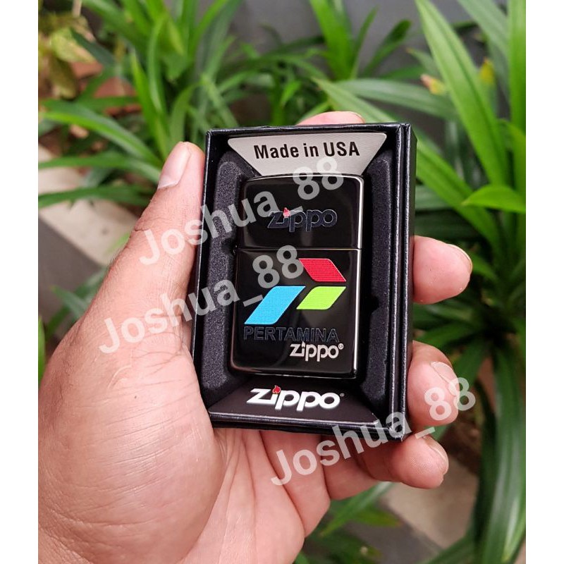 Jual Korek Zippo Korek Api Custom Logo Pertamina Ebony/Black Ice Super ...