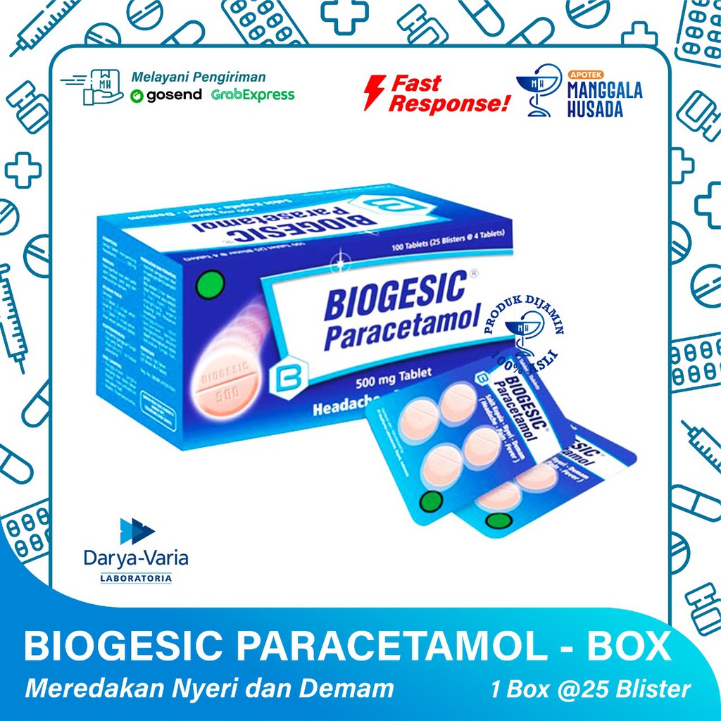 Jual BIOGESIC PARACETAMOL 1 BOX @ 25 BLISTER | Shopee Indonesia