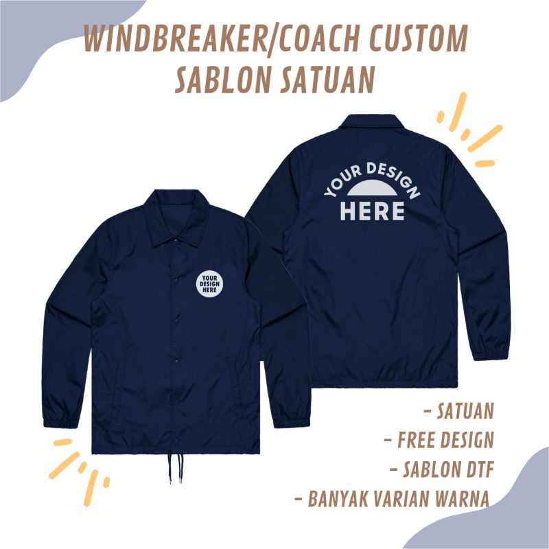 Jual JAKET COACH WINDBREAKER DESIGN CUSTOM SABLON SATUAN | Shopee Indonesia