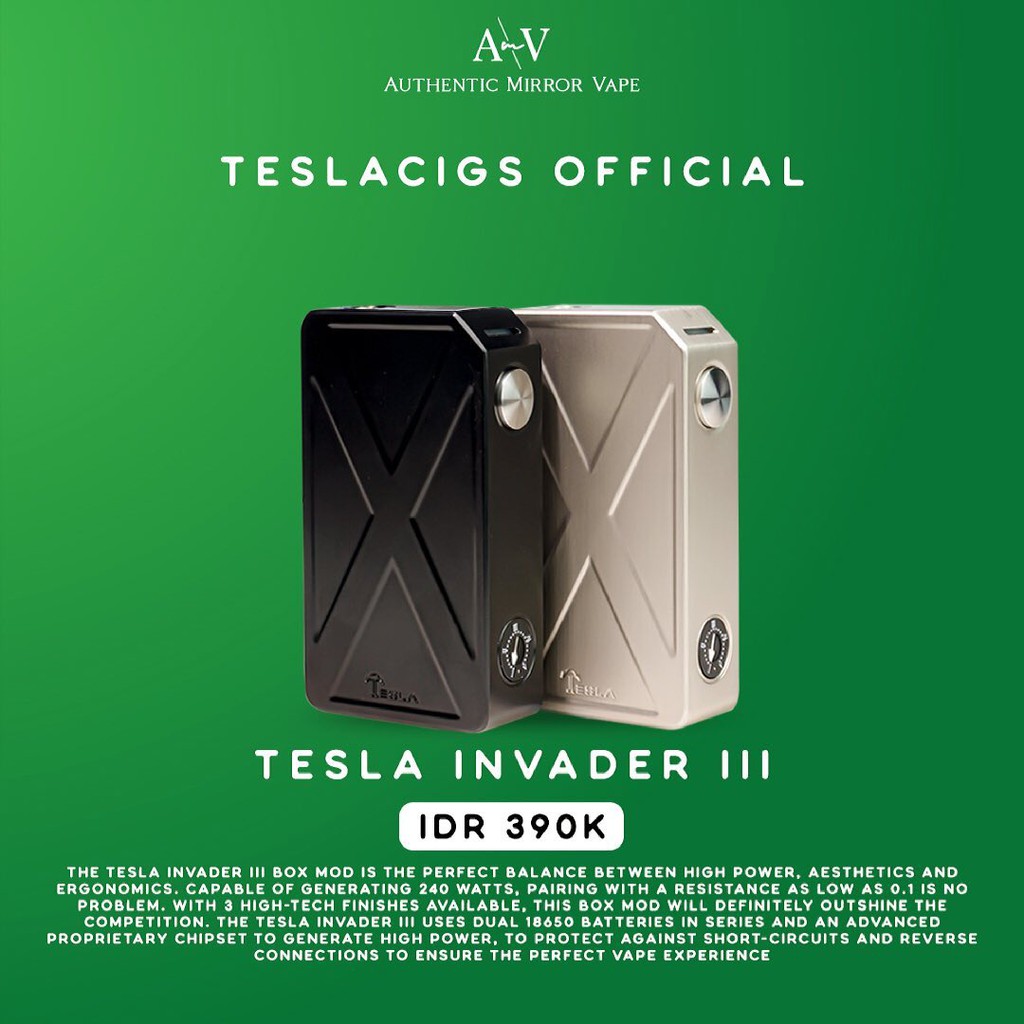Jual Tesla Invader III / 3 240W Box Mod Authentic By Tesla Cigs - DR ...